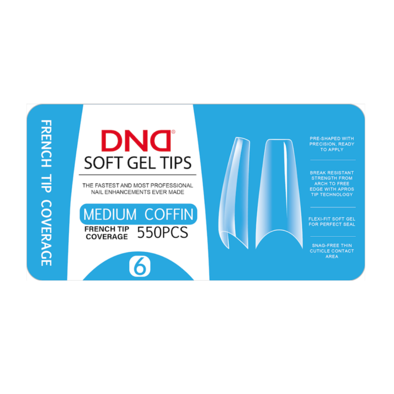 DND Soft Gel Tips - Medium Coffin - DND Gel Europe