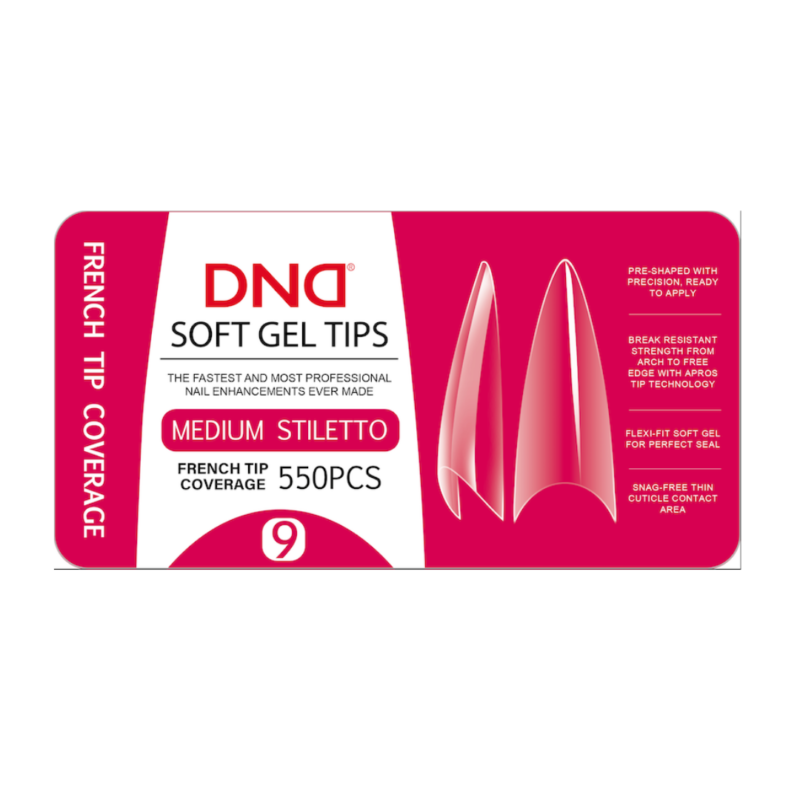 DND Soft Gel Tips - Medium Stiletto #9 - DND Gel Europe